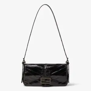 Fendi Baguette® 26424 Black Inlaid Hagfish Leather Bag